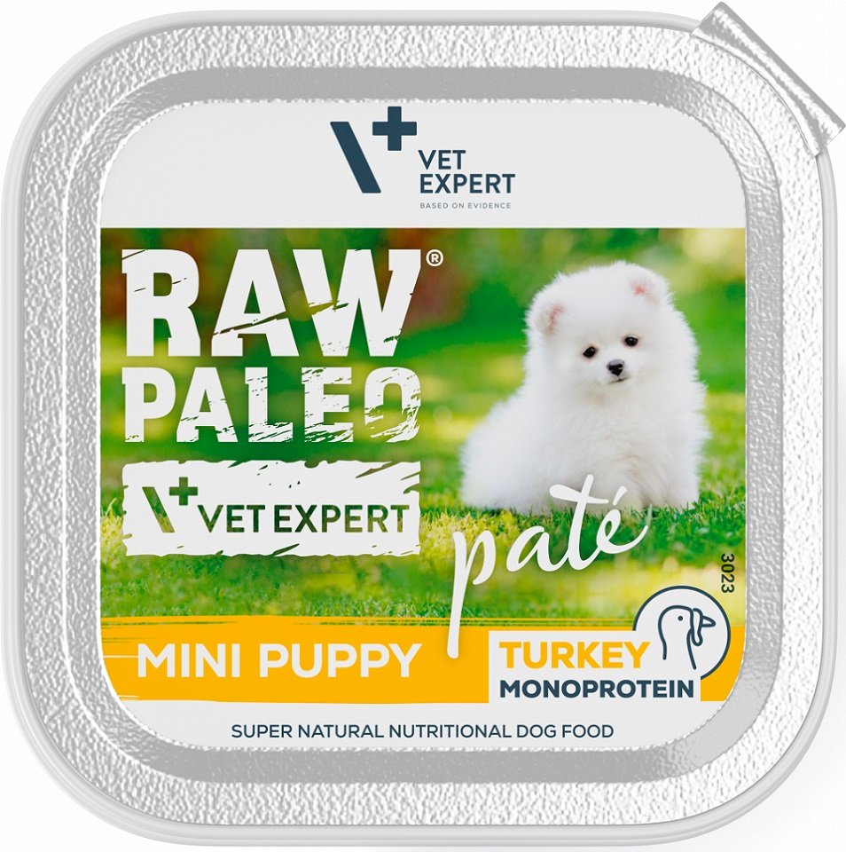 VETEXPERT RAW PALEO Pate Puppy Mini Turkey 150 g pateu pentru catei, cu ...