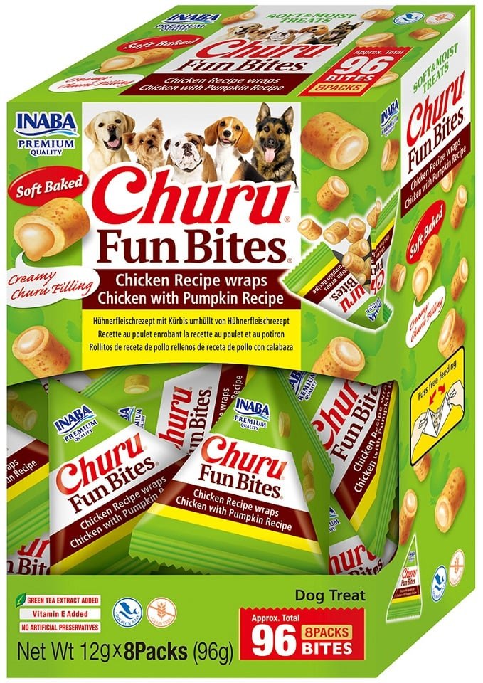 INABA Dog Churu Fun Bites Chicken with Pumpkin 8x12g rulouri cu pui si ...