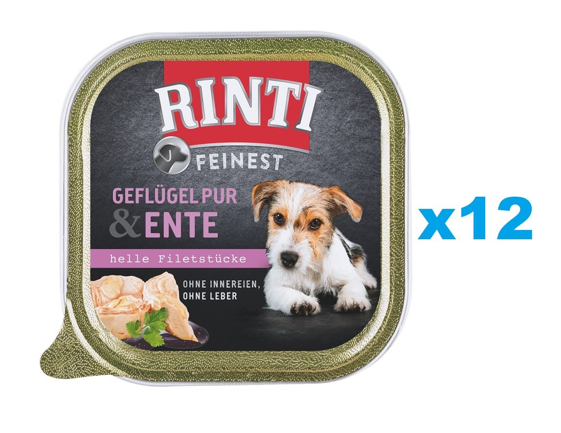RINTI Feinest Poultry Pure&Duck 12x150 g pasare si rata pentru caini ...